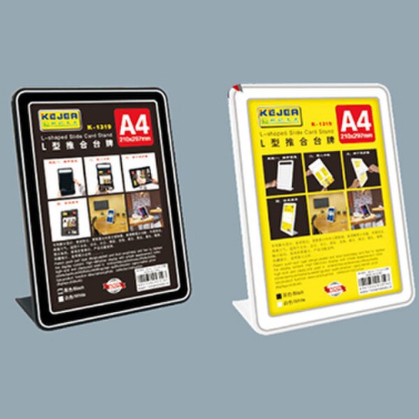 Slide Card Stand Size 297x210mm A4 Black L-Shaped Vertical
