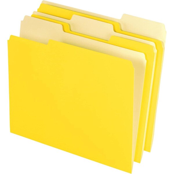 PrimaFlex File Folders Yellow Letter Size 1/3 Cut Box/100