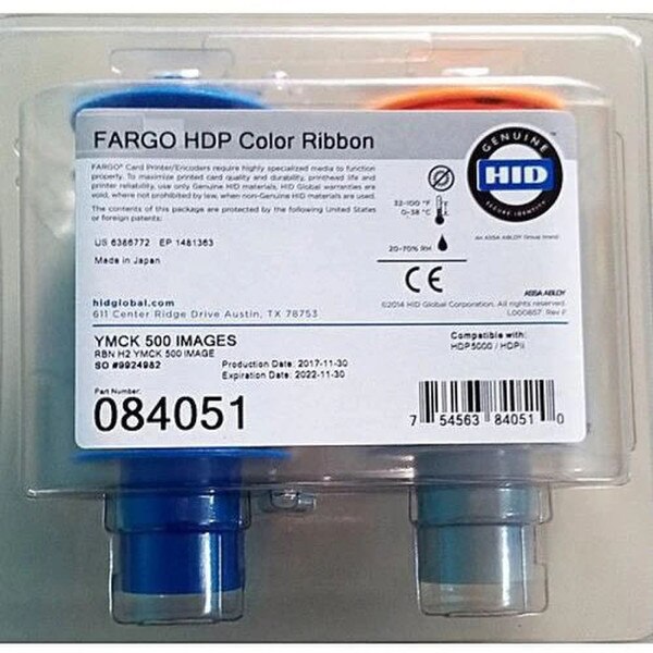 FARGO 084051 HDP5000/HDPii YMCK FULL COLOR RIBBON w/ RESIN BLACK - 500 ...