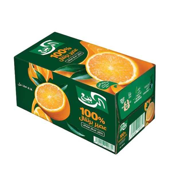 Al Rabie Orange Juice Sugar Free 18x185ml