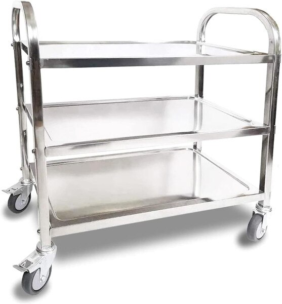 ITINA 3 Tier Stainless Steel Trolly with Locking Wheels L29.5× W16× H33inch