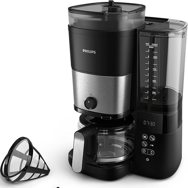 Philips All-in-One Drip Coffee Maker With Grinder, 1000W, 1.25L 15 Cups ...