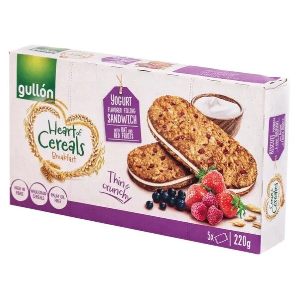 Gullon Wholegrain Sandwich Yogurt Mix Fruits 220g Box Of 8