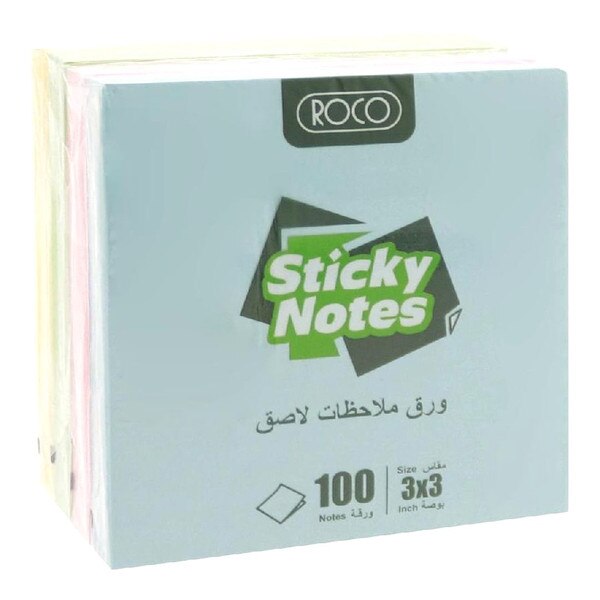 Roco Full Adhesive Self Stick Notes Size 75 x 75mm (3x3) 100 Sheets Per ...