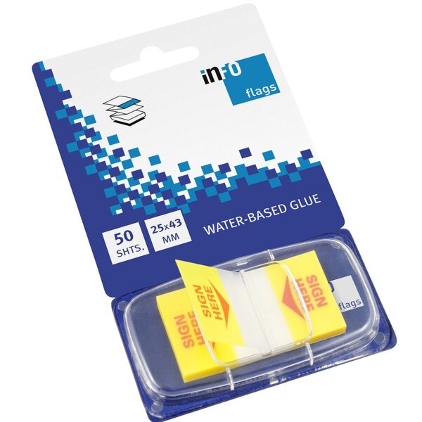 inFO SIGN HERE Flag, 400gsm paper card, 50 sheets per dispenser