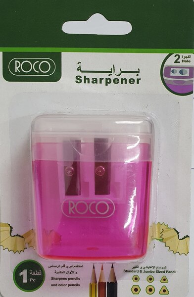 Roco Sharpener Cylinder Shape Double Hole Pink