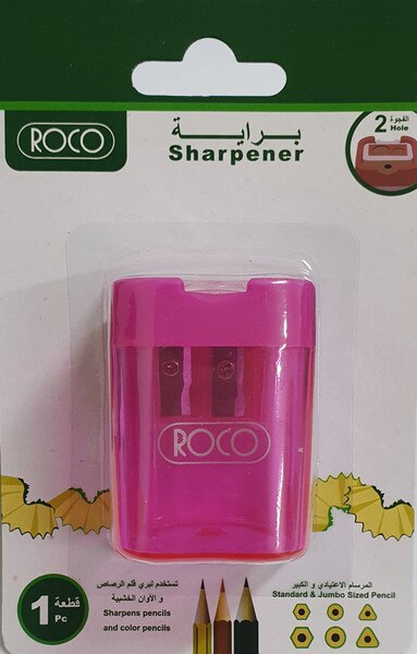 Roco Sharpener Square Container Double Hole Pink
