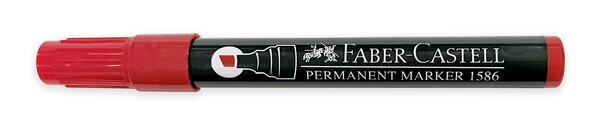 Faber Castell Permanent Marker 1586 Chisel Tip Red-130011059 Pack/12