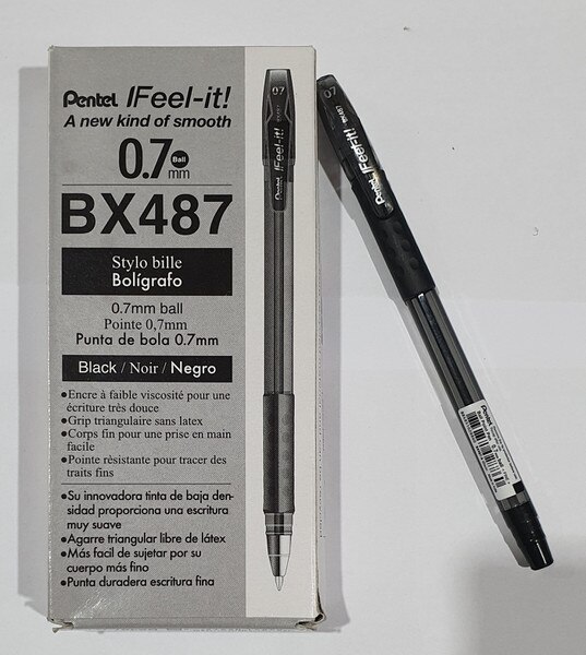 Pentel Ballpoint Pen Feel It Fine 0.7mm Black Pack/12