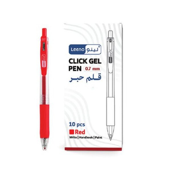 Leeno-Click gel pen RED 0.7mm Pack of 10